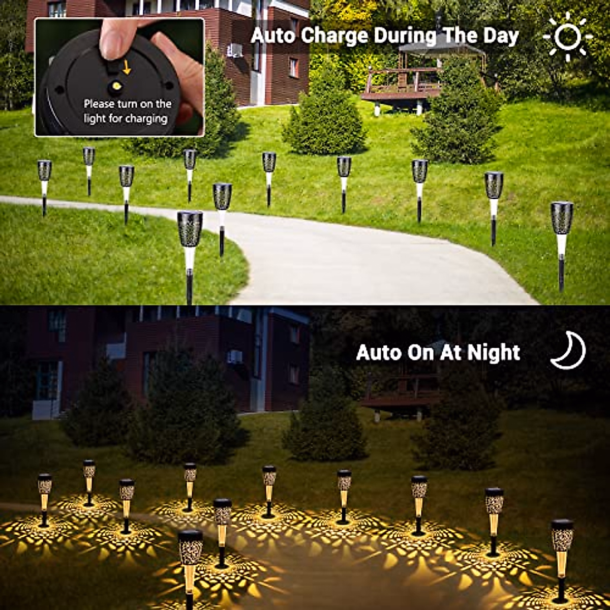 Brizled Solar Pathway Lights, 4 Pack Solar Garden Lights, Super Bright LED Solar Walkway Lights Outdoor Waterproof Retro Solar Landscape Lights for Path Garden Walkway Driveway Backyard Lawn Decor