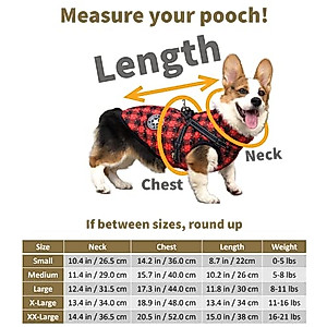 Macho Man Cold Weather Winter Dog Puppy Coat Harness Waterproof Windproof Warm Fleece Small Medium Large Dogs Holiday Pet Gift (Red Plaid, Large)