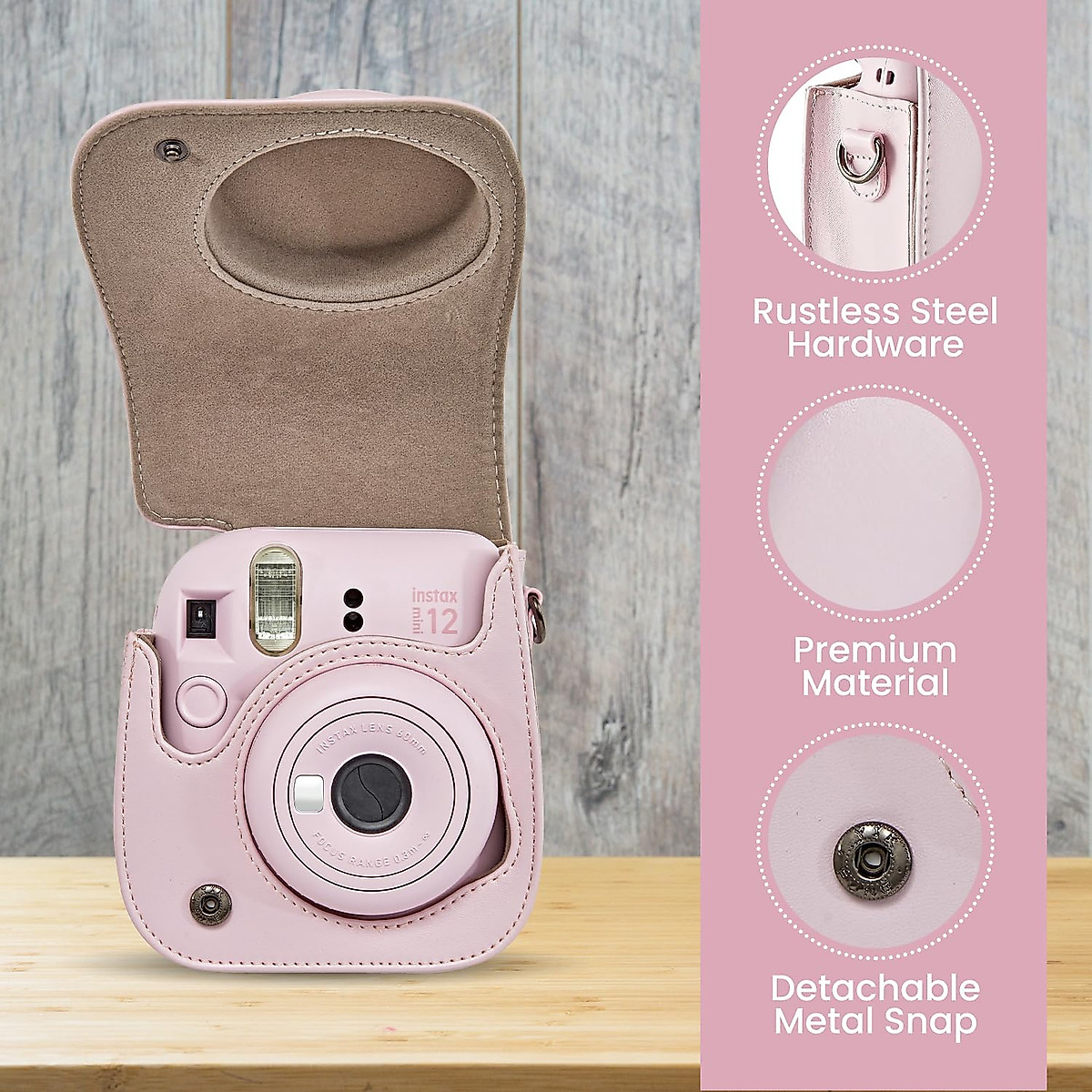 FujiFilm Accesories Pack, Includes Photo Album, Camera Case, Camera Strap, 60 Exposures Film Value Pack & Cleaning Cloth - Blush Pink (Camera Not Included)