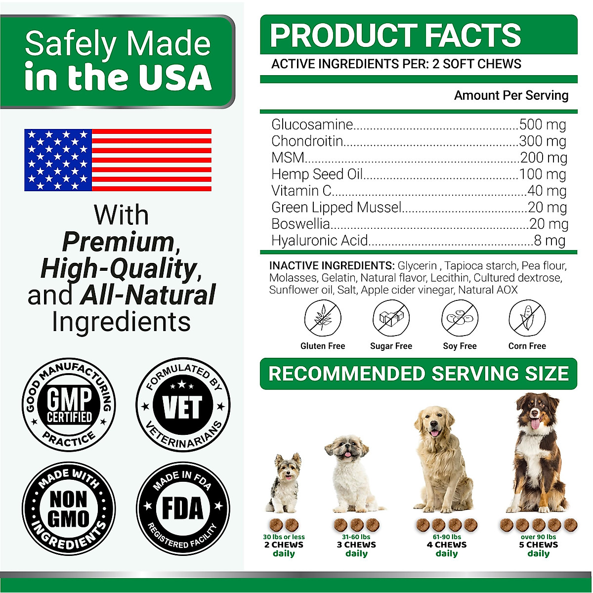YUMA'S Hemp Hip and Joint Supplement for Dogs - Glucosamine for Dogs - 170 Dog Joint Pain Relief Chews - Chondroitin, MSM - Hemp Oil - Advanced Dog Joint Supplement Health - Mobility Support Treats