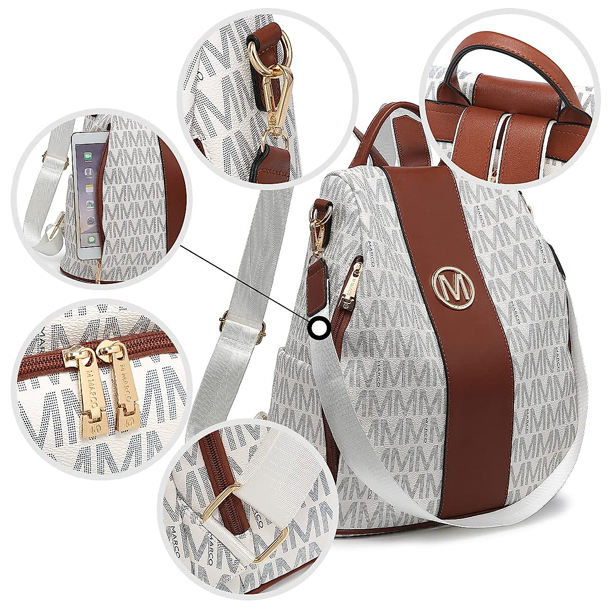 MKP COLLECTION Women Fashion Backpack Purse Multi Pockets Anti-Theft Rucksack Travel Shoulder Bag Handbag Set 2pcs