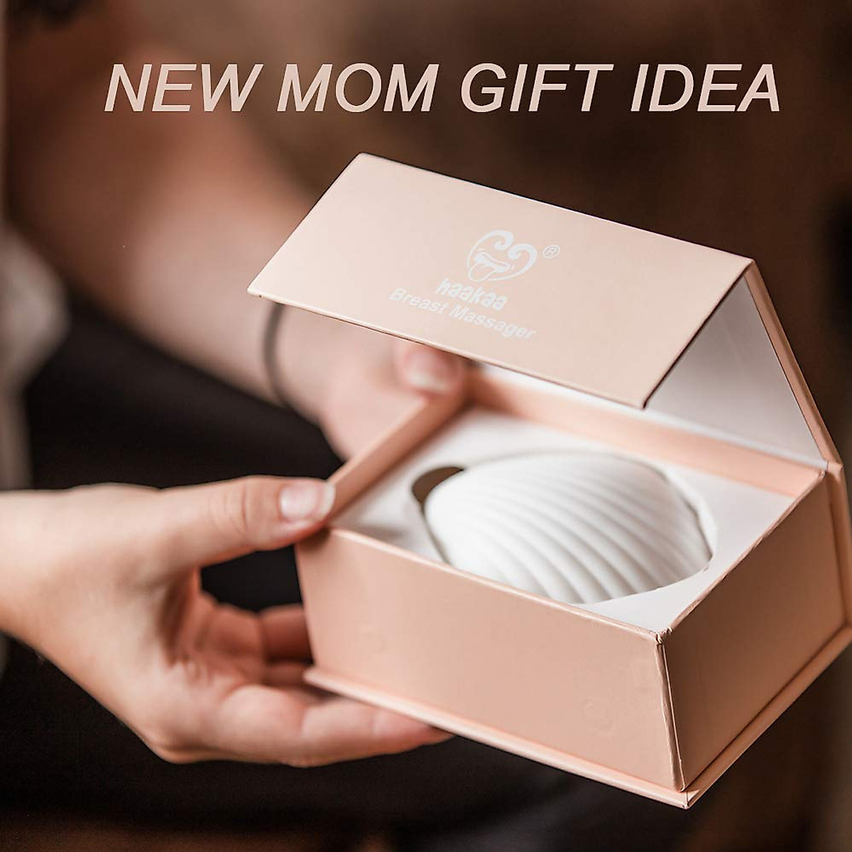 haakaa Breast Massager-Lactation Support for Clogged Duct,Engorgement,Mastitis,Breastmilk Flow- Nursing & Pumping Moms(USB Rechageable,Waterproof Silicone, Shell)