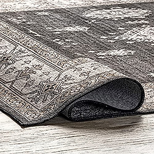 nuLOOM Mollie Machine Washable Traditional Border Area Rug, 5' x 8', Charcoal