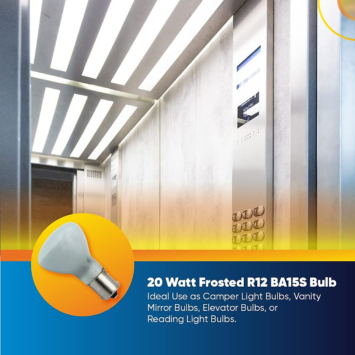 13V RV Light 1383 Bulb by Technical Precision - 20W Frosted R12 BA15S Bulb Single Contact Bayonet Base for Automotive, Elevator, and Reading - 300 Hours Rated Life - 10 Pack