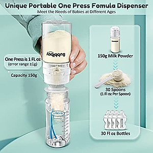 Bubblbay Portable Baby Formula Dispenser On The Go One-Press Formula Container for Travel & Night Feeding Easy Clean Baby Milk Powder Dispenser