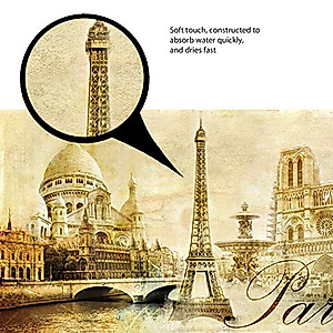 Amagical Vintage Romance Memories Paris Eiffel Tower 16 Piece Bathroom Mat Set Shower Curtain Set Bathroom Mat Carpet Contour Mat Toilet Cover Waterproof Shower Curtain with 12 Hooks