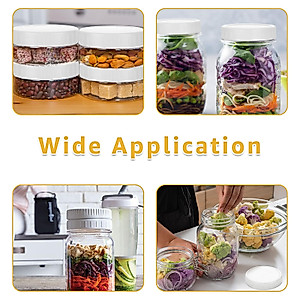 LOYORTY 72Pcs White Plastic Mason Jar Lids, 36 Regular Mouth & 36 Wide Mouth Plastic Canning Lids, 86mm &70mm Reusable Plastic Storage Caps for Mason/Canning Jars