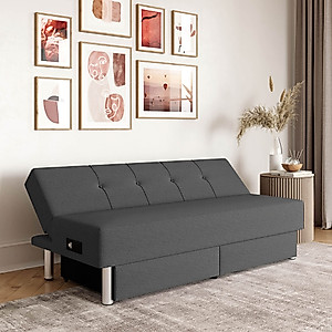 Serta Walton Convertible Sofa Sleeper Microfiber, Charcoal