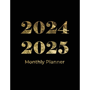 2024-2025 Monthly Planner: A Large Minimalist Two Year Planner Gold Black Cover (January 2024 to December 2025) | Password logbook | Important Page | A4