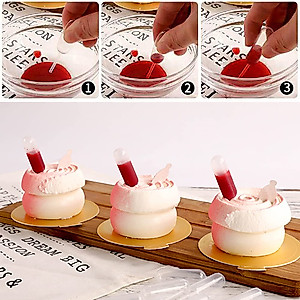 Disposable Plastic Transfer Cupcake Pipettes - 50pcs 4ml Mini Squeeze Dropper Flavor Liquid Injector Short Stem Suitable for Dessert Chocolate Jam Ice Cream Strawberries Waffles Birthday Party Holiday