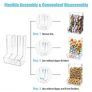 NiHome Acrylic Wall Toy Dispenser, 3 Removable Compartments Wall Mounted Toy Organizer & Storage Bin for Kids Playroom, Clear Stand Box & Hanging Holder for Toys, Lego, Snacks, Coffee Pod Capsules