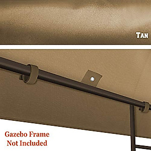BenefitUSA 119x119 Gazebo Canopy Replacement Top Double Tiered Canopy Top Cover (Tan)