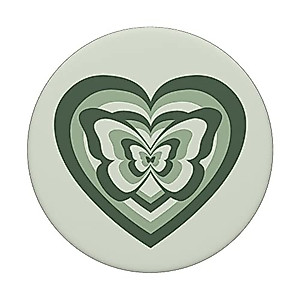 Sage Green Aesthetic Love Heart Coffe Latte Butterfly PopSockets Swappable PopGrip