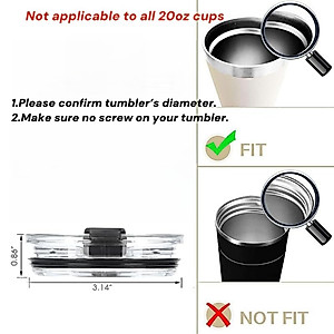 Gteller Tumbler Replacement Lid for 20 oz, 30 oz Tumbler - Splash Resistant, Leak Spill Proof and Straw Friendly (20 oz Black)