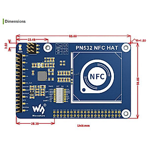 CW-RPi PN532 NFC HAT for Raspberry Pi, I2C / SPI / UART, NFC Enabler, MIFARE Classic 1K Card Included