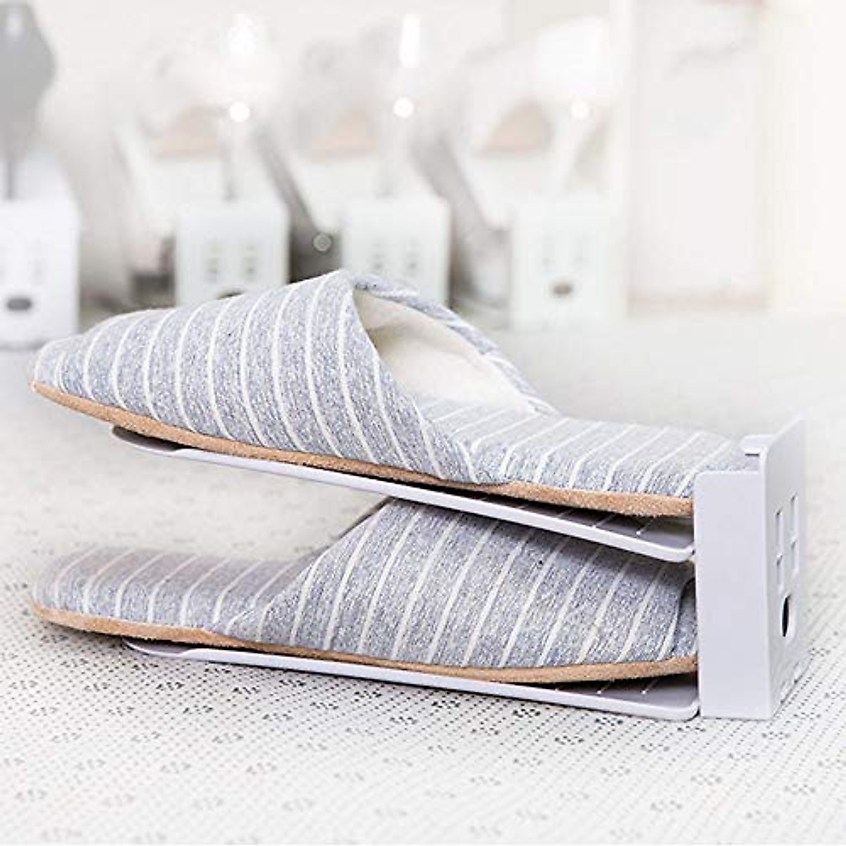 TYI Shoe Slots Shoe Rack Double Shoe Rack Shoe Organizer Space Saver Detachable Adjustable Suitable for Sneaker Booties High Heels Flats Sandals Set of 8