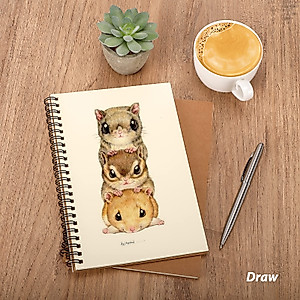 LABUK 7 Pack Blank Spiral Notebook, A5 Unlined Spiral Notebook, 100 Pages Journal Sketch Books 8.3"x 5.5" Soft Cover Kraft Diary Planner, 50 Sheets for School Travel Office (Brown)