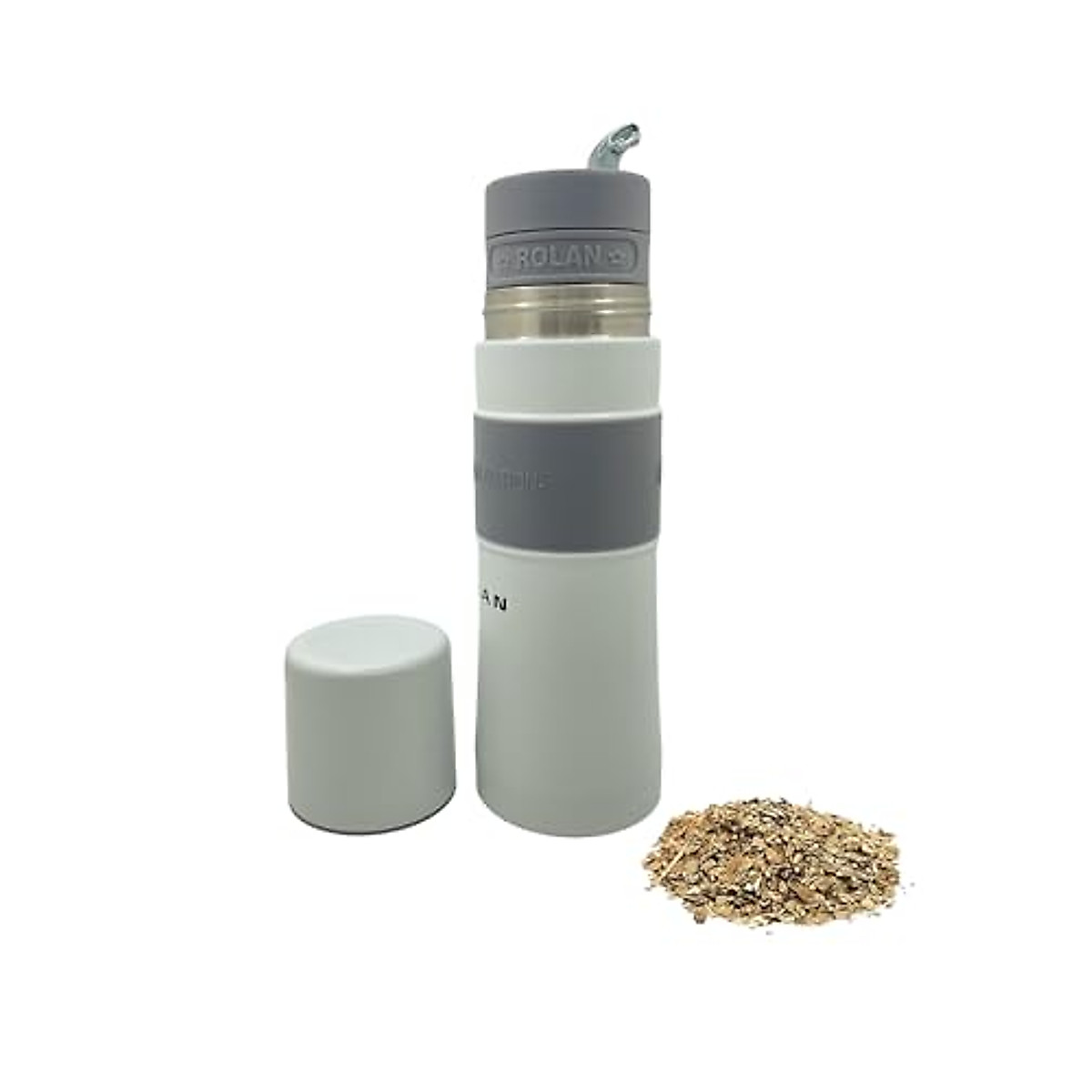 ROLAN Stainless Steel Automation Self Drink Mate - Thermos, Mate Cup and Bombilla All in One, Effortlessly Enjoy Yerba Anywhere 750ML (Blanco)