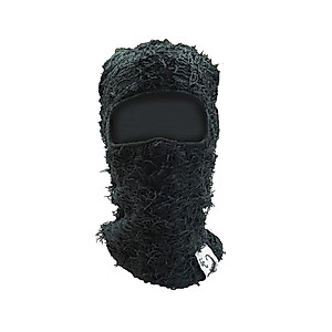 GCBALACLAVA Distressed Balaclava Trending Ski Masks Wind Proof Winter Premium One Size Yeat Shiesty Distress Mask Beanie Cap (Black)