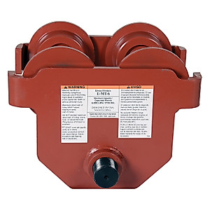 Vestil E-MT-6 Steel Low Profile Eye Manual Push Trolley, 6000 lbs Capacity, 3"- 8-5/8" I-Beam Flange, 3-3/8" Headroom