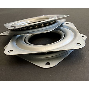 4pcs 3 Inch Square Lazy Susan Turntable Bearing Plate with 150 Pound Capacity Galvanized Steel Rotating Bearing Plate Swivel Plate