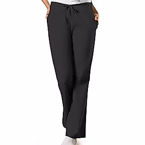 Cherokee Women's Flare Leg Drawstring Scrub Pant, Black, Medium
