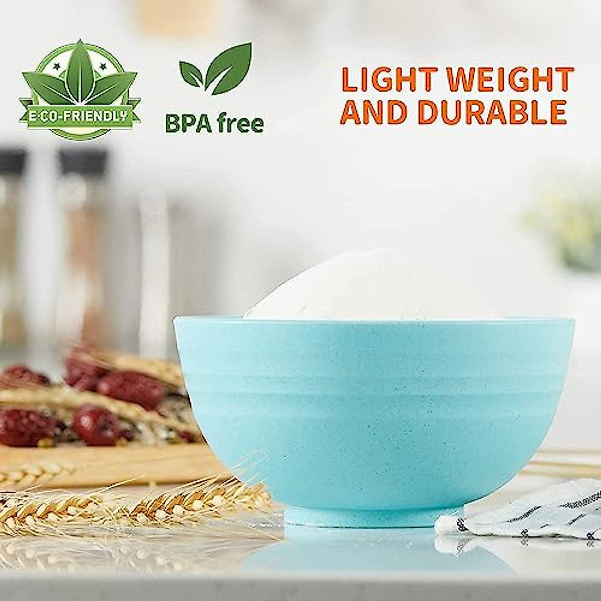 Mfacoy Unbreakable Cereal Bowls Set of 6, 24 OZ Wheat Straw Bowls Set, Reusable Cereal Soup Bowls, Microwave and Dishwasher Safe, BPA Free Lightweight Bowl for Kitchen, Oatmeal Bowls