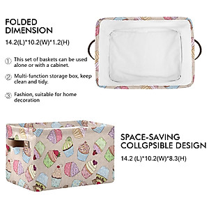 YETTASBIN Cupcake Storage Basket 1pc, Large Collapsible Toys Clothes Organizer, Long-Lasting Canvas Storage Bin with Handle for Shelves Closet Laundry Home Office Decor