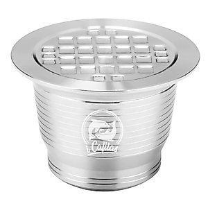 Maiju Compatible With Stainl Steel Coffee Capsule Reusable Refillable Coffee Capsule Cup Filter with Brush Spoon Powder-pr Ring, Square hole