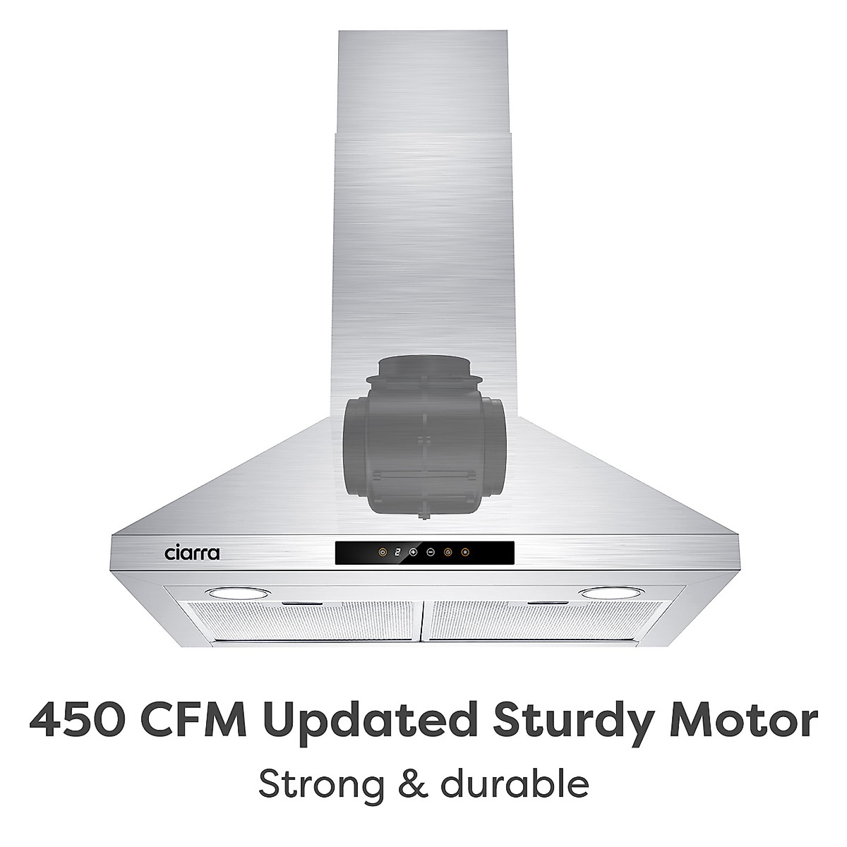 CIARRA Range Hood 30 inch 760m3/h Ductless Stove Hood Vent for Kitchen in Stainless Steel, Ducted and Ductless Convertible