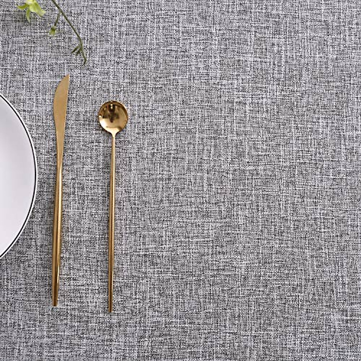 maxmill Flaxy Faux Linen Tablecloth with 2-Tone Slubby Texture Wrinkle Free Anti-Shrink Soft Table Cloth for Kitchen Dining Tabletop for Outdoor and Indoor Use Rectangle 60 x 84 Inch Light Grey