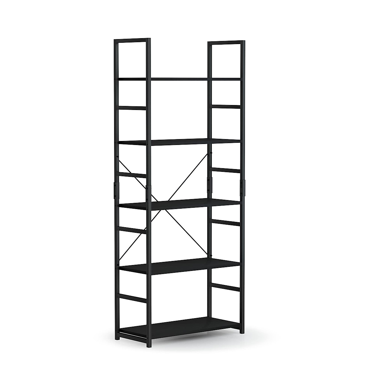NUMENN 5 Tier Bookshelf, Tall Bookcase Shelf Storage Organizer, Modern Book Shelf for Bedroom, Living Room and Home Office, Black