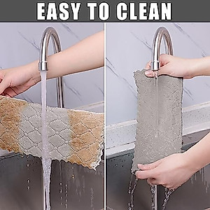 Homaxy 12 Pack Kitchen Dish Cloths(10 x 10 Inches, Grey), Super Soft and Absorbent Coral Velvet Dish Towels, Nonstick Oil Fast Drying Kitchen Cleaning Cloths, Lint Free Household Dishcloths