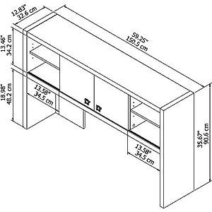 Bush Business Furniture Echo Hutch, 60W, Gray Sand