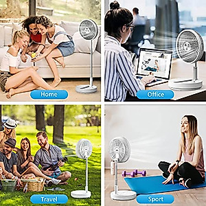 CooCoCo 10" Foldable Portable Fan, 7200mAh Battery Operated Rechargeable Fan, Height Adjustable Oscillating Fan with Remote Control Standing Fan for Bedroom,Cordless Quiet Travel Fan, Home, Office