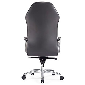 ZURI Furniture Modern Ergonomic Sterling Genuine Leather Executive Chair with Aluminum Base - Dark Grey