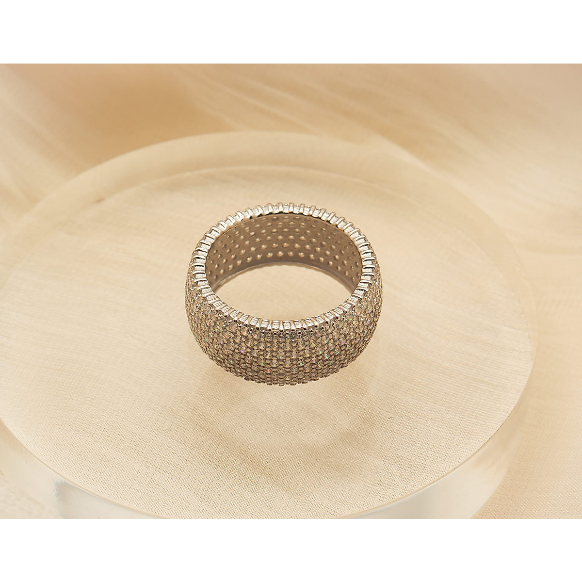 925 Sterling Silver Eternity Ring 7 Row Cubic Zirconia Micro-pave Set Engagement/ Wedding Ring (sterling-silver, 6)