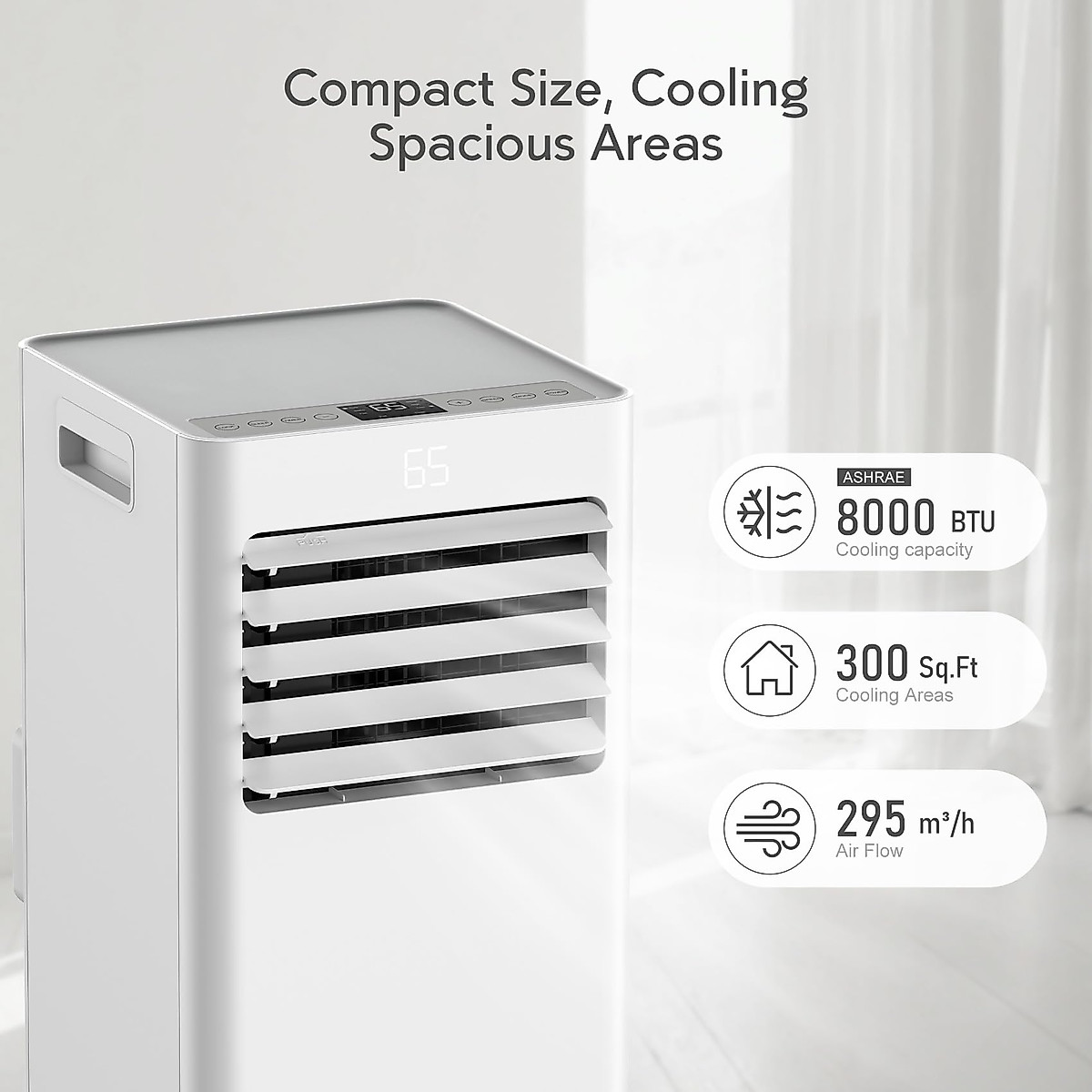 Pulemela 8,000 BTU Portable Air Conditioner with Remote Control Cool to 350 Sq.Ft,3-in-1 Portable AC Unit for Room,Installation Kit