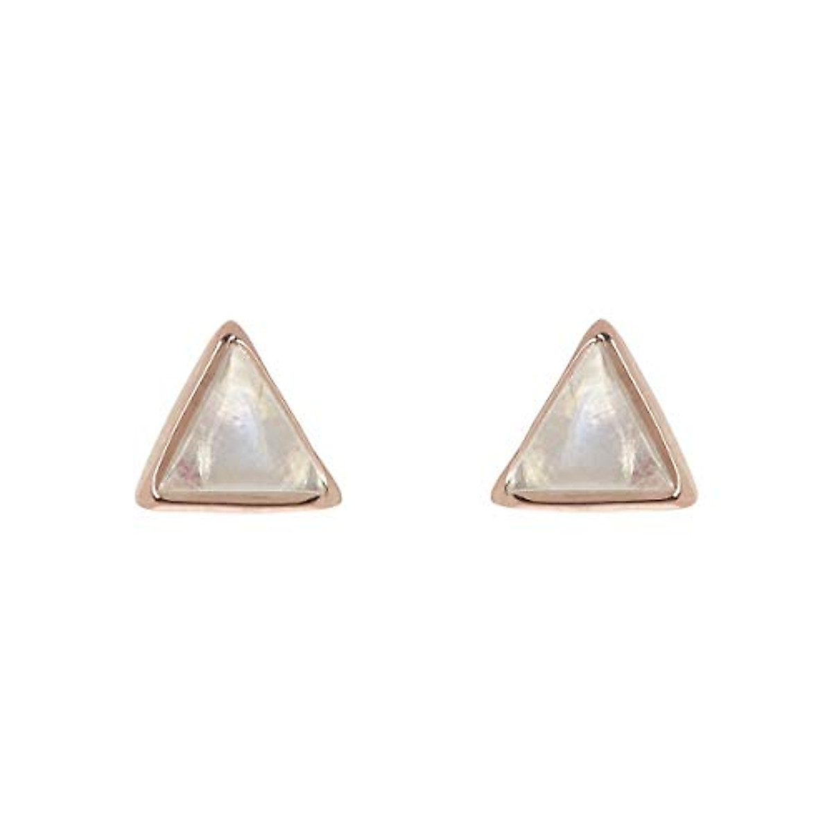 Pura Vida Rose Gold Gemstone Triangle Stud Earrings w/Moonstone - .925 Sterling Silver - 1 Pair