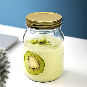 QAPPDA 16 oz Glass Jars With Gold Lids,Wide Mouth Ball Mason Jars,Glass Storage Jars For Food,Canning Jars For Pickles,Herb,Jelly,Jams,Honey,Kitchen Canisters Dishware Safe 15 Pack