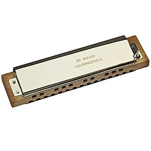 WAAZVXS 25 Hole Bass Harmonica Brass Mouth Organ Instrument Blues Harp Instrumento Chromatic Harmonica Key C Music Instrumet