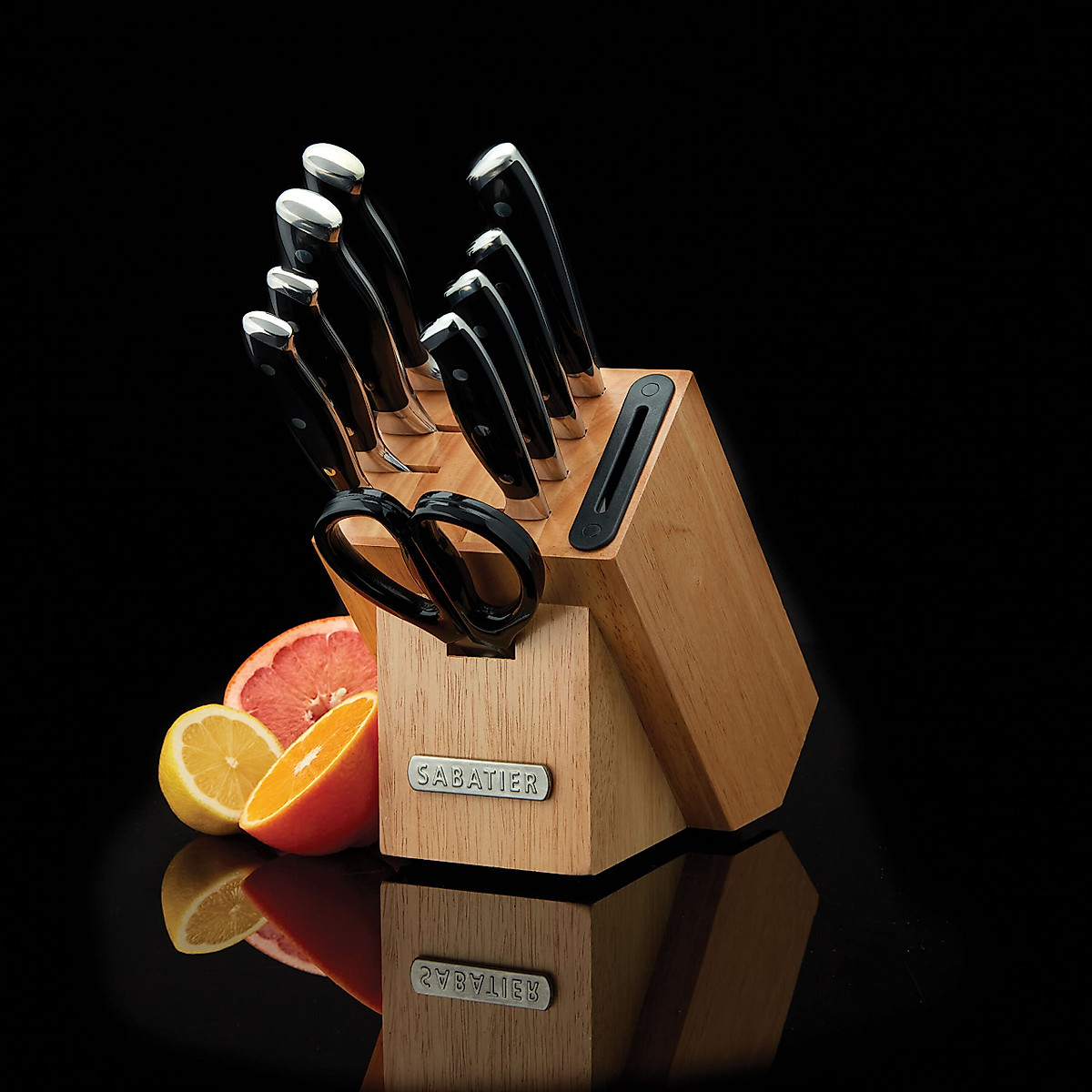Sabatier Forged Triple Rivet Knife Block Set, 16-Piece, Black