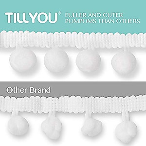 TILLYOU Ruffled Crib Skirt with Pompoms, Microfiber Nursery Crib Toddler Bedding Skirts for Baby Boys Girls, 14'' Drop, White