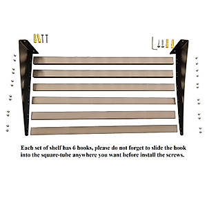 Mecete 304 Stainless Steel Standard Wall Shelf, Cookware Storage Organizer, Kitchen Wall Pot Pan Rack,With 6 Hooks, Capacity 200 lb (23.5" x 14") suitable for Electric Oven, Microwave oven