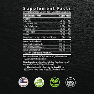 KaraMD Focus 365 - Nootropic Brain Supplement for Memory & Focus - with Maca Root, Ginseng, Acetyl L-Carnitine & Green Tea - Vegetable Capsules - 30 Servings (60 Capsules)