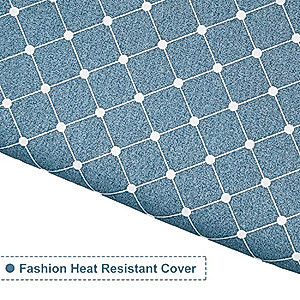 Duwee 12"x32" Heat Resistance Metallic Table Top Ironing Board Cover Durable Thicken Felt Material Padding, with Elastic Cord, Easy to Handle and Fits Board Beautifully (Blue White B)