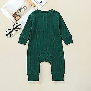 niceclould Newborn Baby Boy Girl Knitted Romper Solid Long Sleeve One Piece Jumpsuit Bodysuit Playsuit Fall Winter Clothes (B-Green, 0-3 Months)