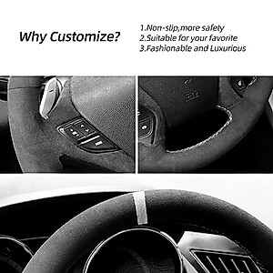 Alfanxi Hand Stitch Alcantara Steering Wheel Cover Compatible with Hyundai Elantra 3 Elantra Sport Elantra GT 2013-2017(White Stripe)