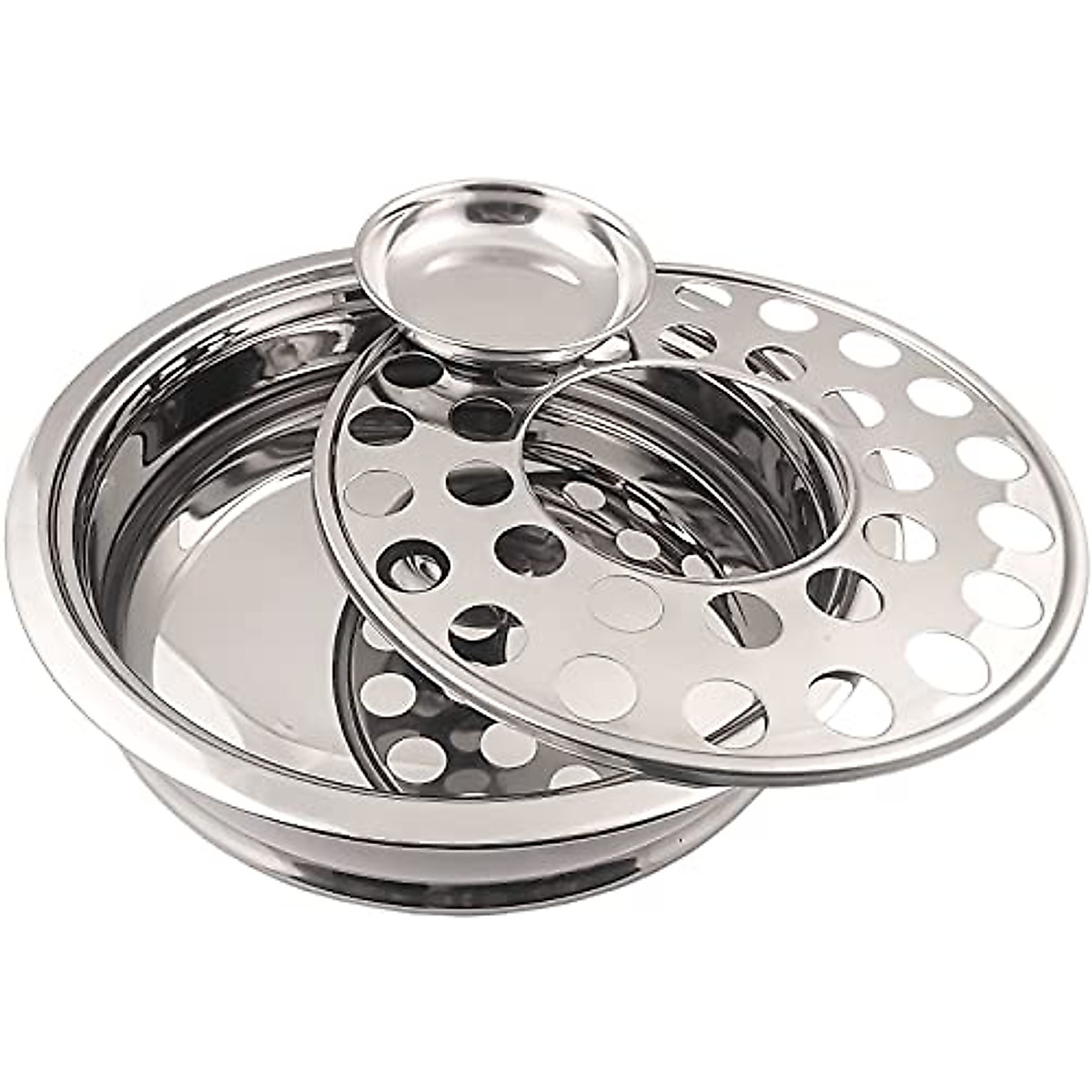 Communion Ware Holy Serving Tray Including Center Bread Plate with A Cover - Stainless Steel (Silver/Mirror)