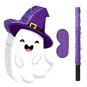 Aoriher Halloween Ghost Piñata Ghost Piñata with Stick Blindfold Set White Ghost Piñata Halloween Mexican Piñatas for Halloween Birthday Party Game Supplies Decoration